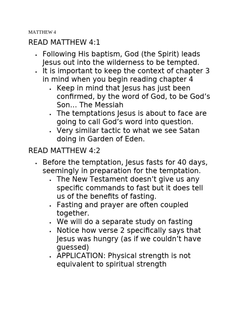 MATTHEW 4 | PDF | Jesus | Gospel Of Matthew
