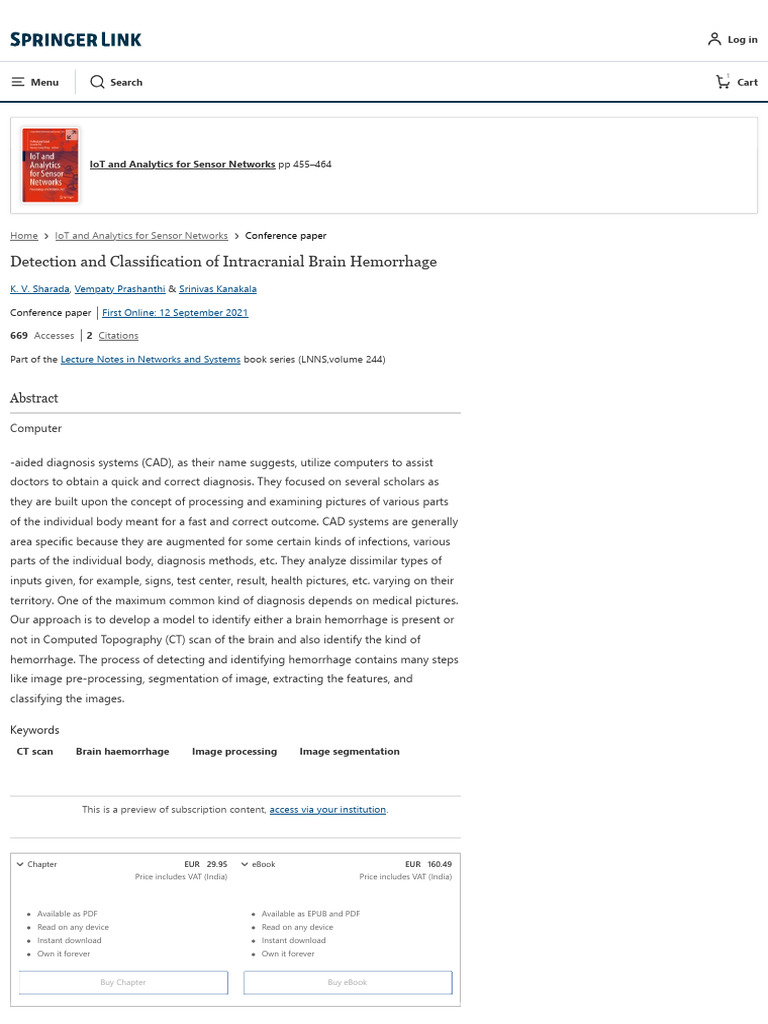 Detection and Classification of Intracranial Brain Hemorrhage ...