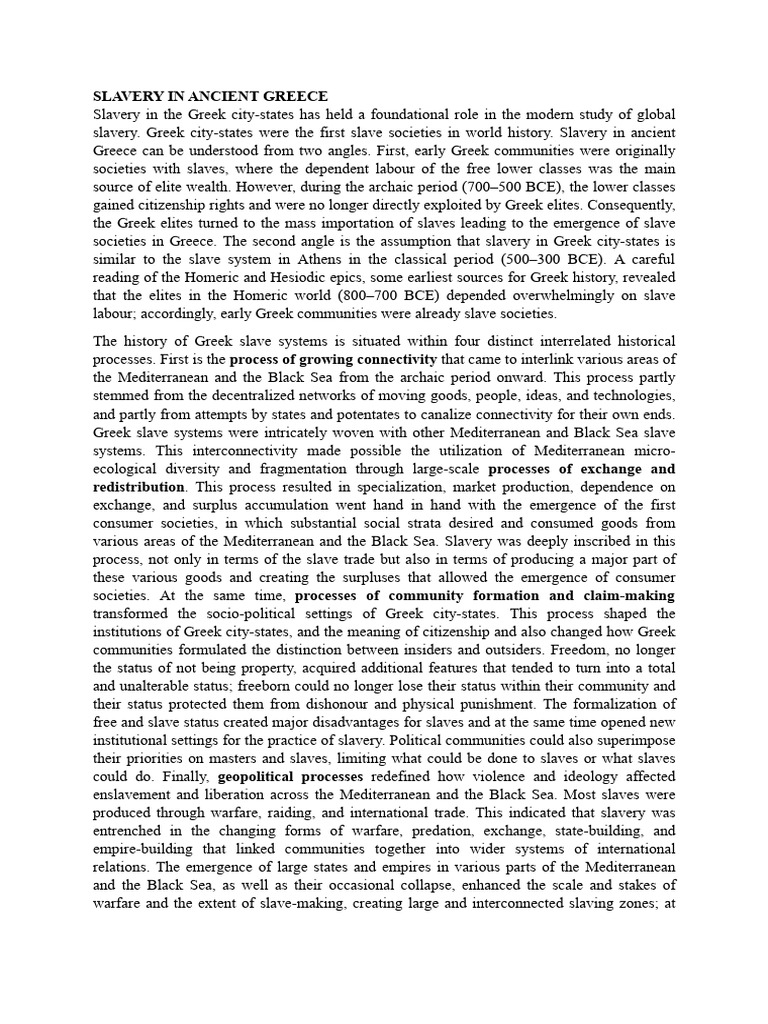 Ancient Greece Slavery | PDF | Sparta | Slavery