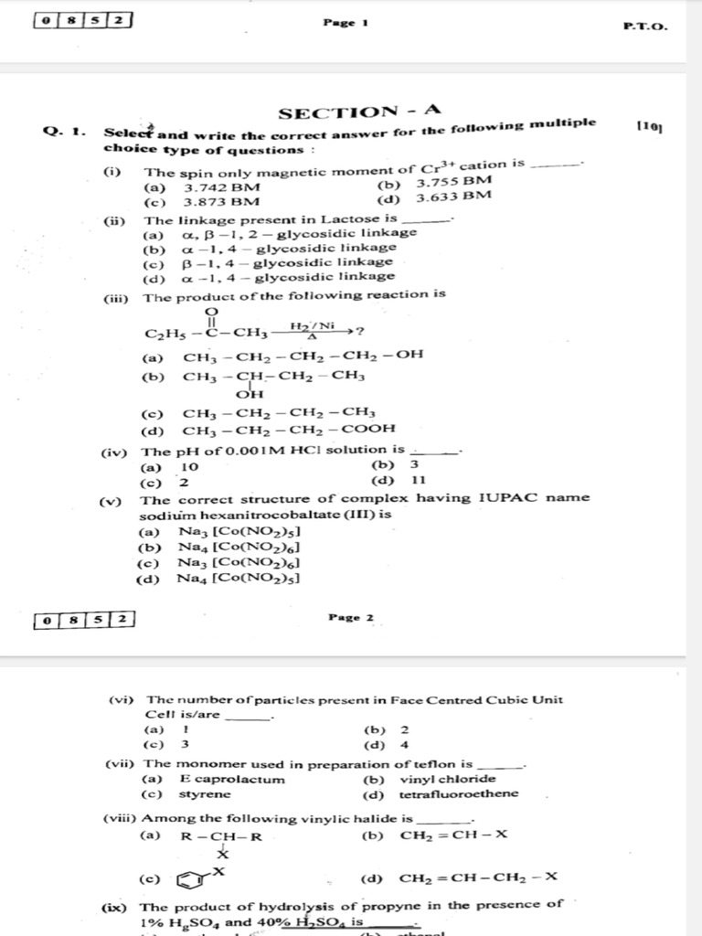 Previous Year Boards Questions Paper | PDF