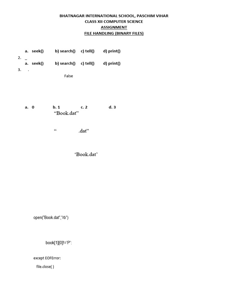 Binary File Handling Assignment (2024-25) | PDF | Pointer (Computer Programming) | Computer File