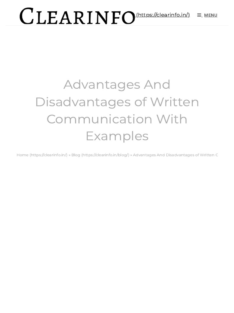 Advantages and Disadvantages of Written Communication + Examples | PDF ...
