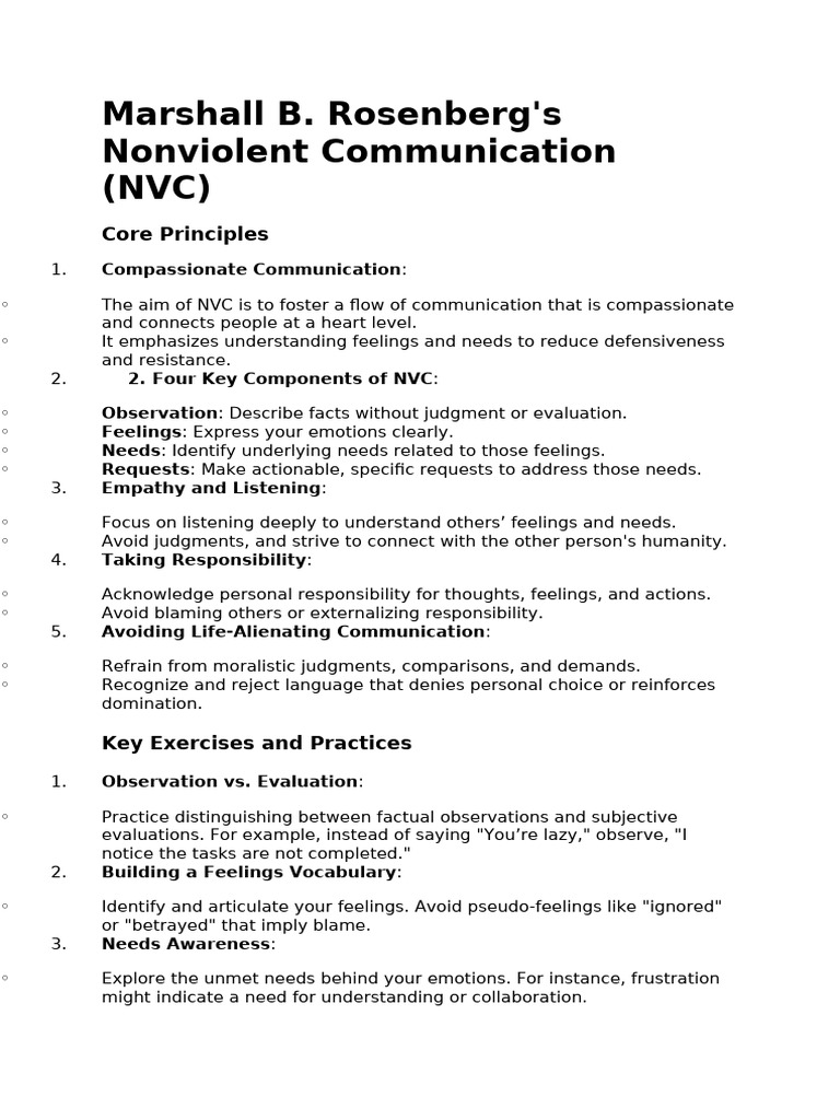 NVC Non Violent Communication | PDF | Psychology | Behavioural Sciences