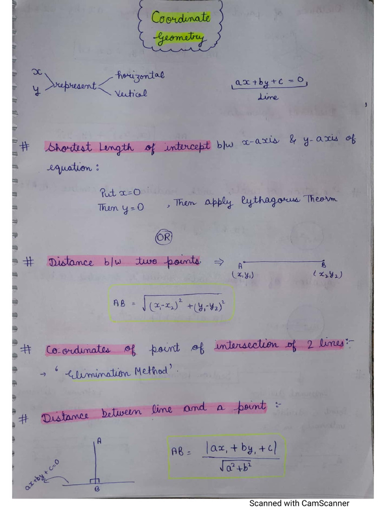 Coordinate Geometry (Formulas) | PDF