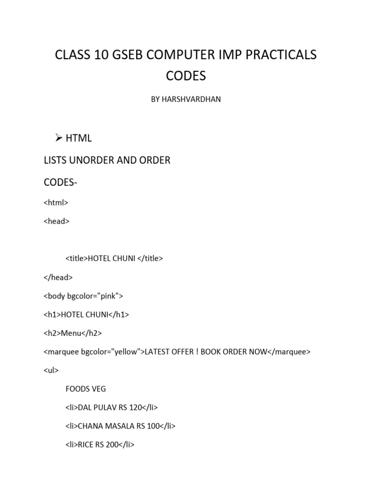 CLASS 10 GSEB COMPUTER PRACTICAL | PDF | Software Engineering | Computer Standards