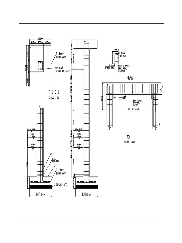Roof Beam Footing and Column Plans | PDF