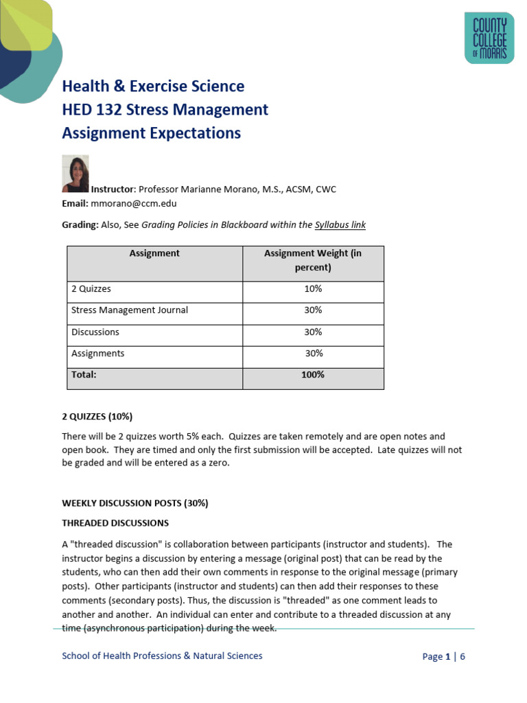 Stress Management Course Assignment Guide | PDF | Stress Management ...