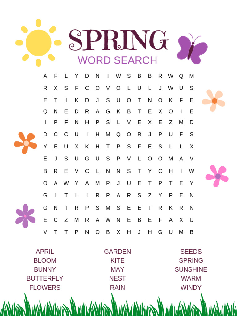 Sopa de Letras de Primavera para Niños | PDF