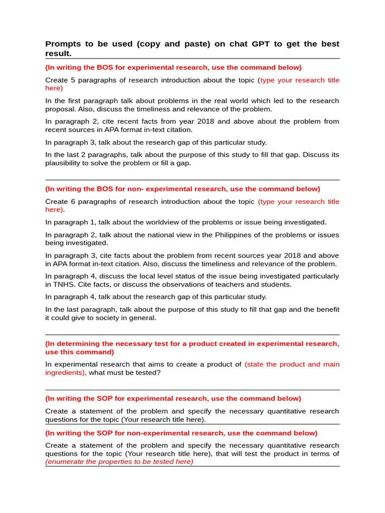 ChatGPT Research Writing Prompts | PDF | Citation | Methodology