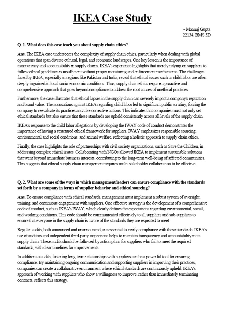 Ethics Case Study | PDF | Supply Chain | Audit