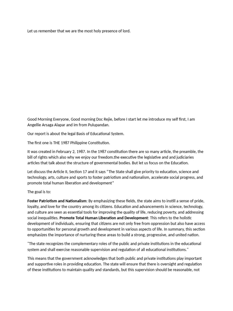 Legal Basis of Educational System Explanation | PDF | Academic Freedom ...