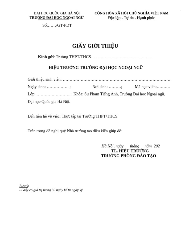 Mau Gioi Thieu | PDF