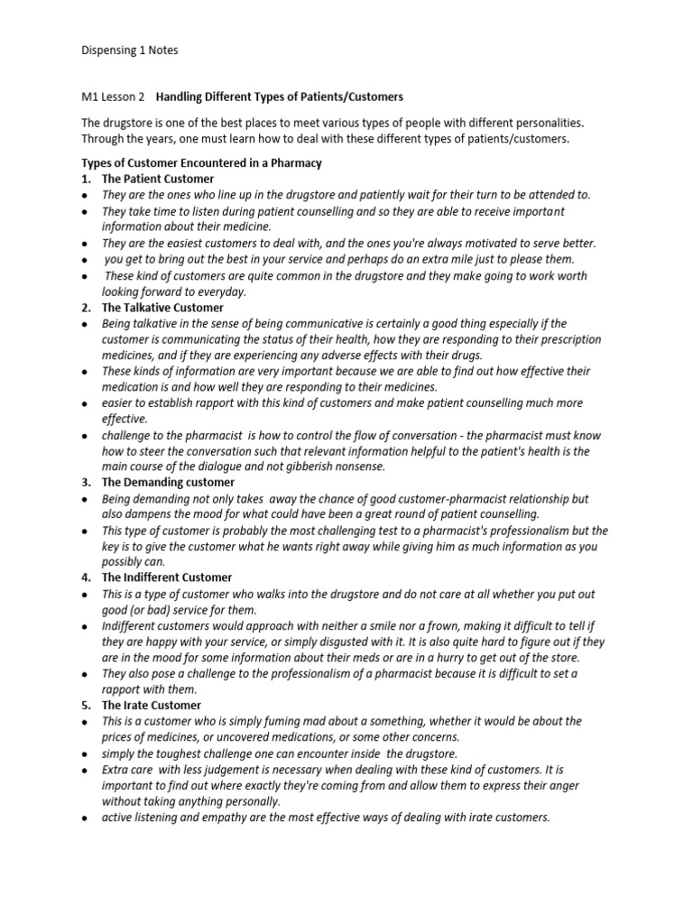 M1 Lesson 2 Handling Different Types of Patients and Module2 | PDF ...