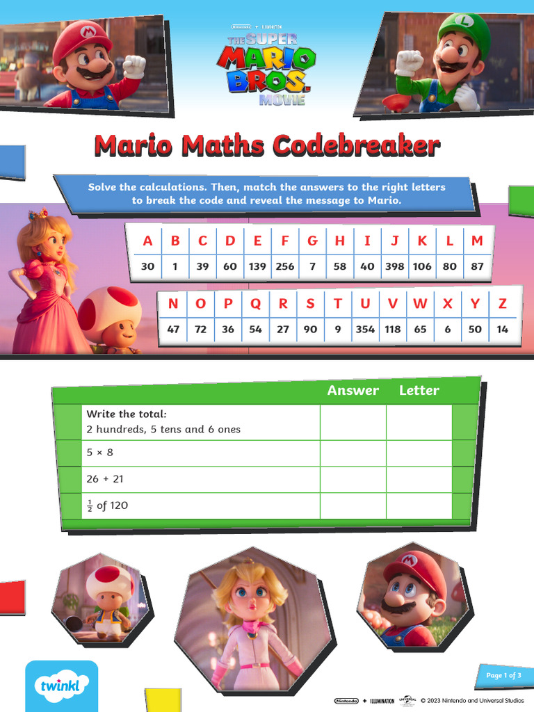 T M 1675768991 Super Mario Bros Mario Maths Codebreaker Ages 7 9 - Ver ...