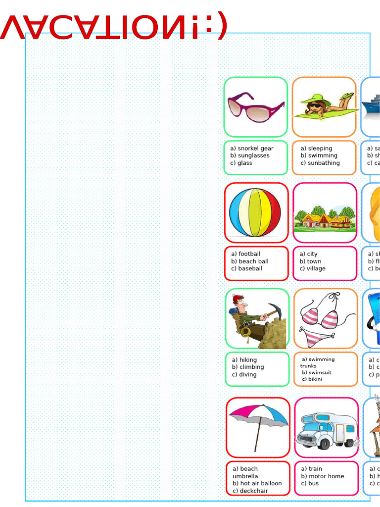 Vacation Multiple Choice Fun Activities Games Icebreakers Oneonone ...