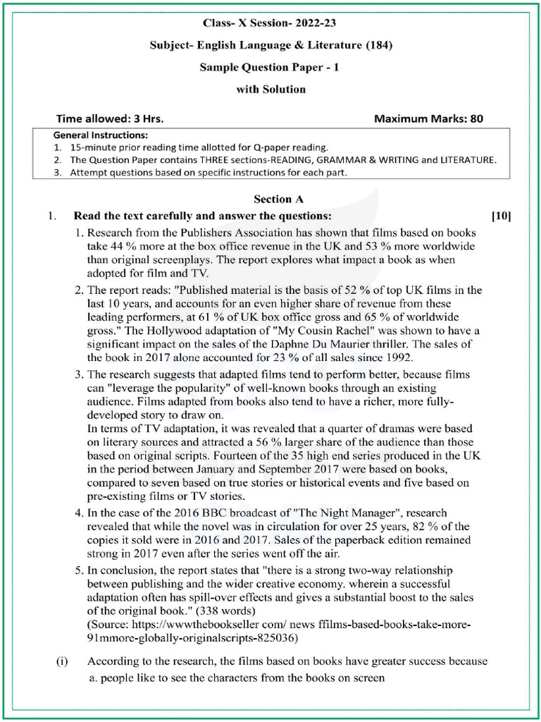 English 2023 Set 1 | PDF