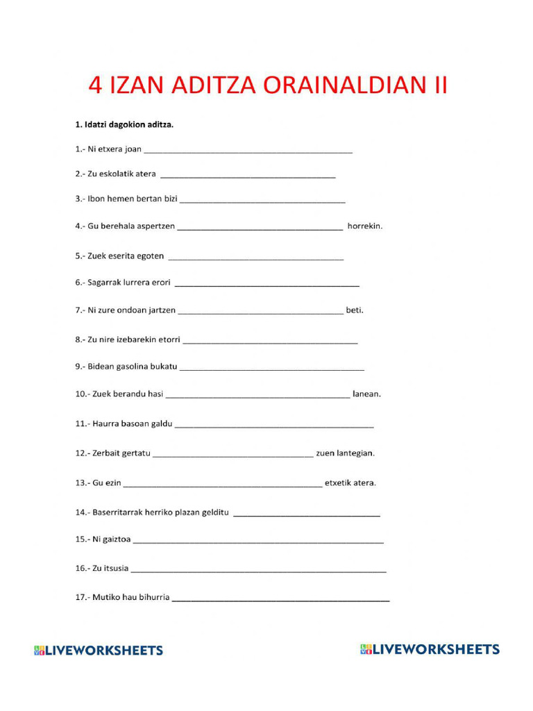 izan aditza (orainaldian) | PDF
