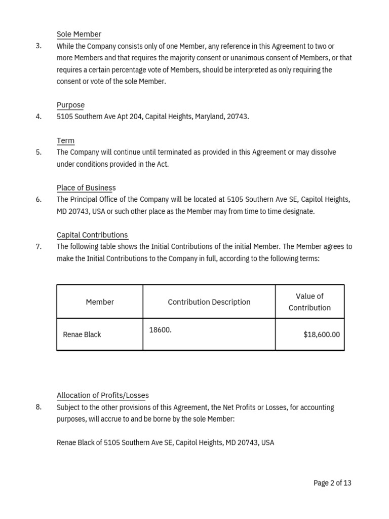 LLC Operating Agreement PDF | PDF
