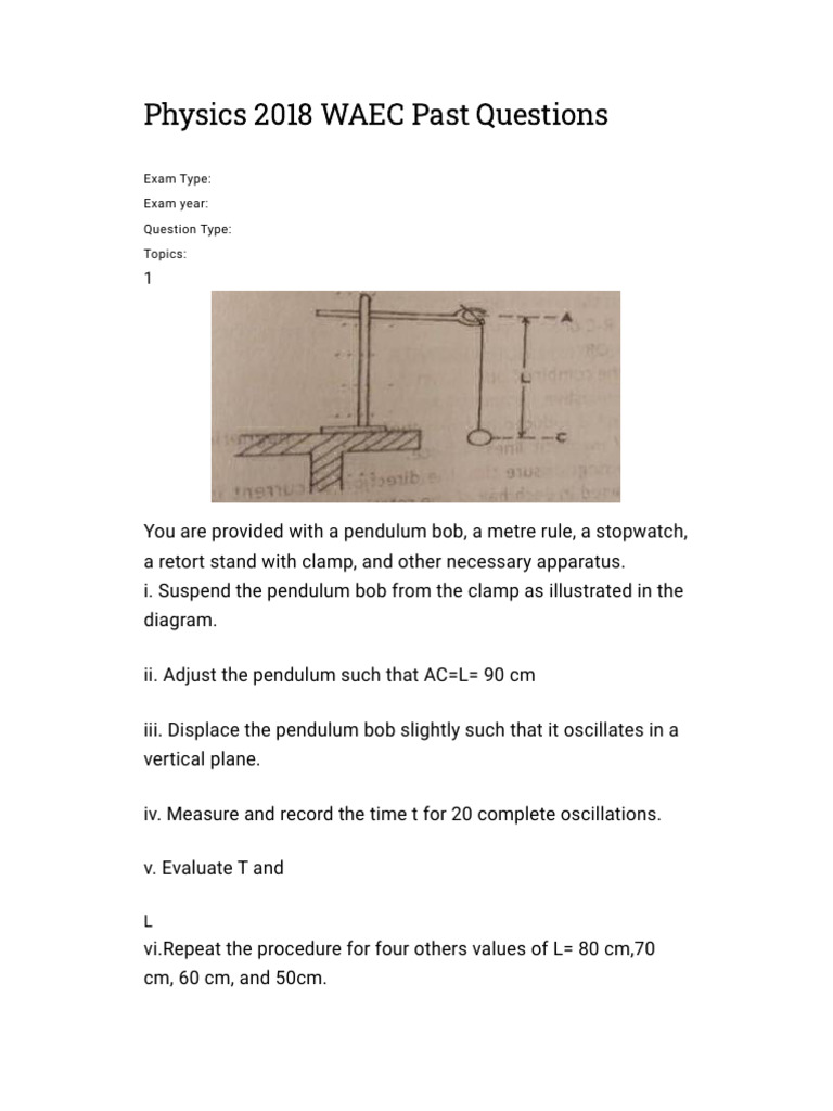 Physics 2018 WAEC Past Questions - Myschool | PDF