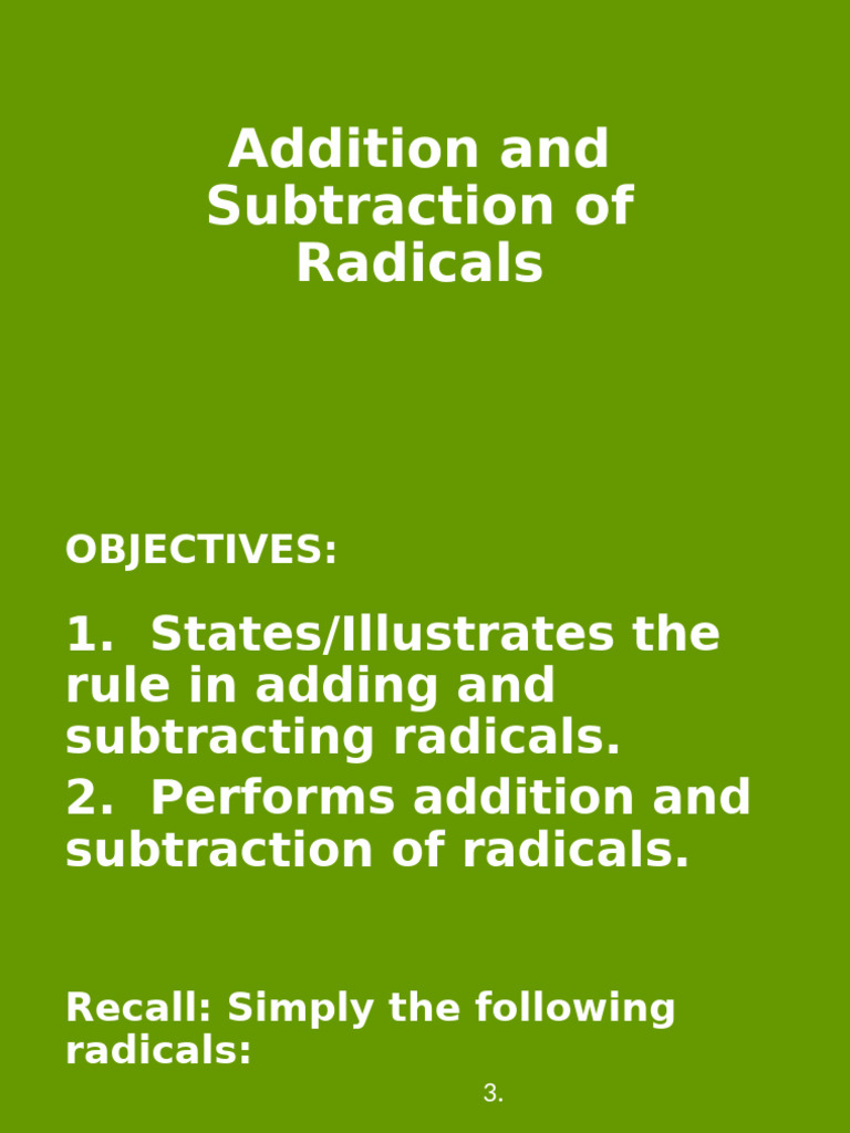 Adding and Subtracting Radicals Guide | PDF