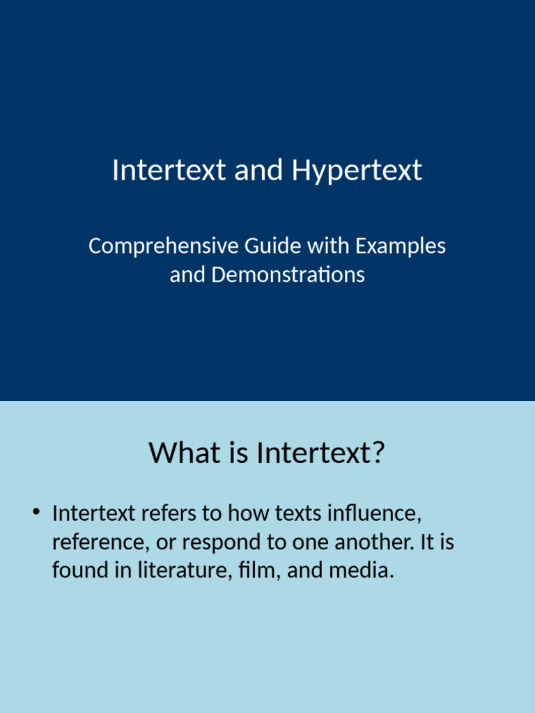 Intertext Hypertext Full Presentation | PDF | Hyperlink | Intertextuality