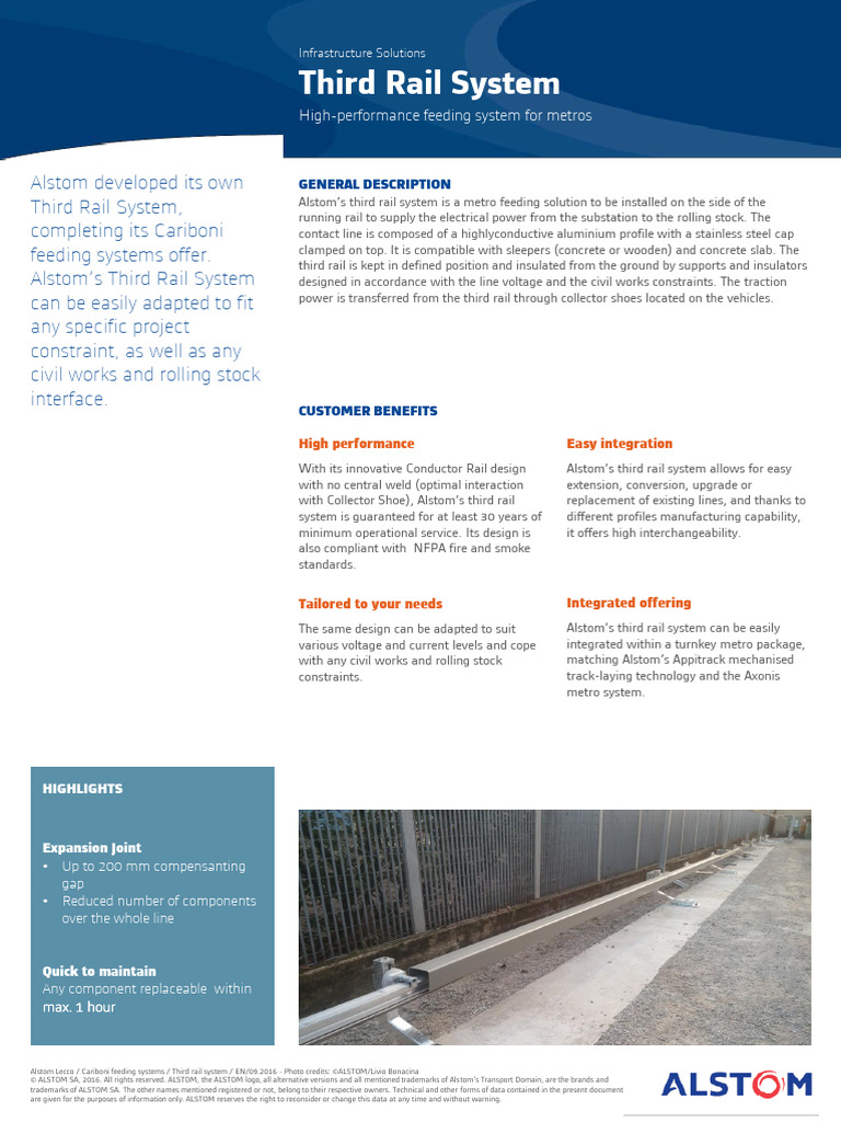 Third Rail - Product Sheet | PDF | Rail Transport | Electricity