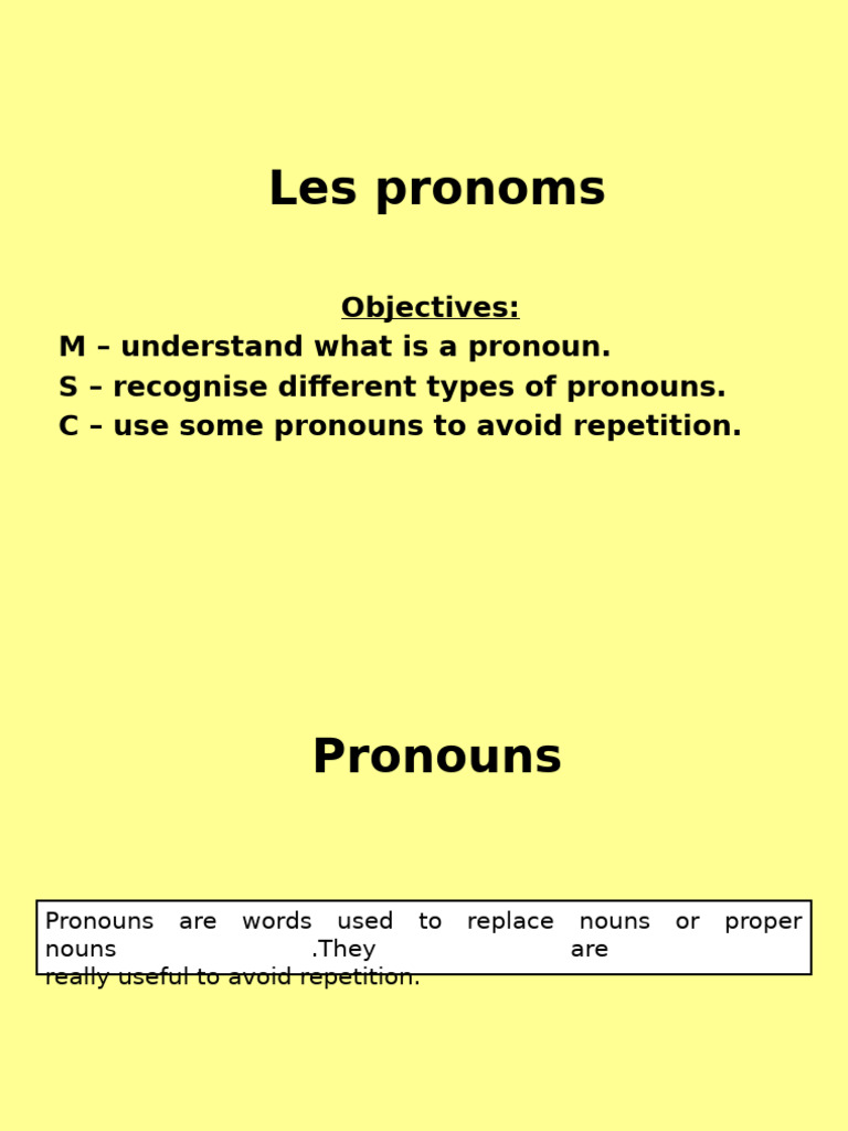 Les Pronoms Personnels | PDF