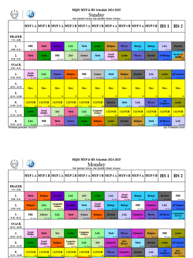 New MYP HS Spring Schedule 24-25 Feb. 12 | PDF | Mathematics | Inquiry