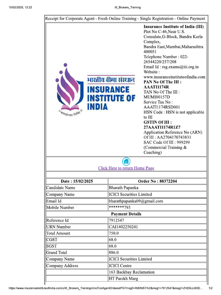 Irda Training Payment | PDF