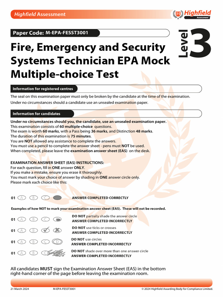 Fire Systems Technician EPA Mock Exam | PDF | Capacitance | Security Alarm