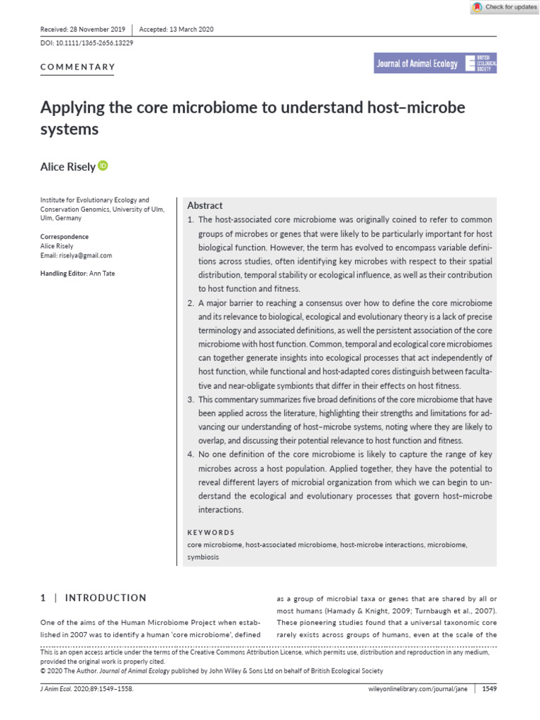 Applying The Core Microbiome To Understand Host-Microbe Systems | PDF ...