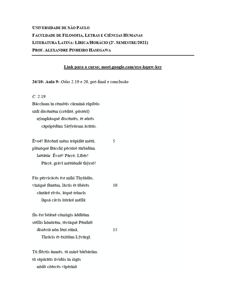 Aula 9 O Final De Odes 2 Pdf