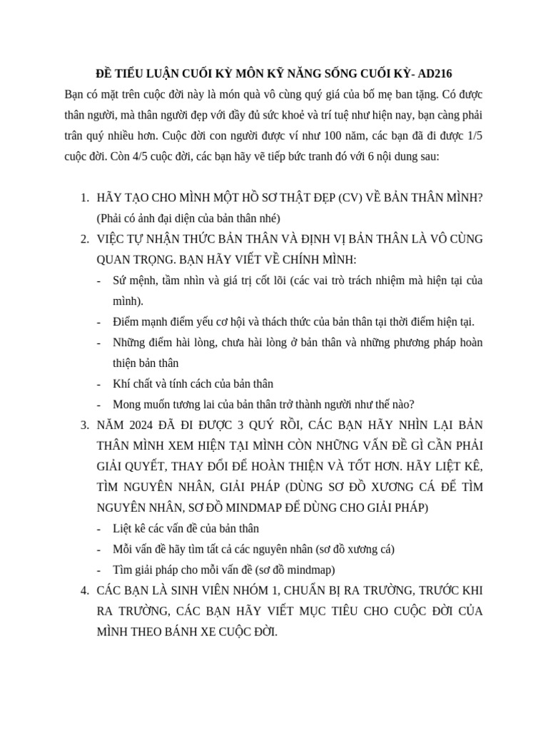 ĐỀ TIỂU LUẬN MÔN KNS K1N1 | PDF