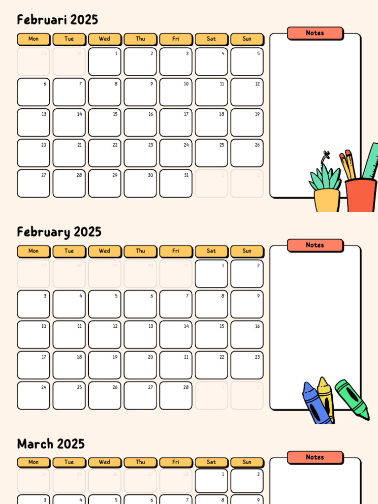 Teacher 2025 Calendar in Colorful Doodle Lined Style - 20250217 ...