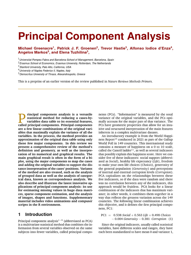 PCA Review Reset | PDF | Principal Component Analysis | Eigenvalues And ...