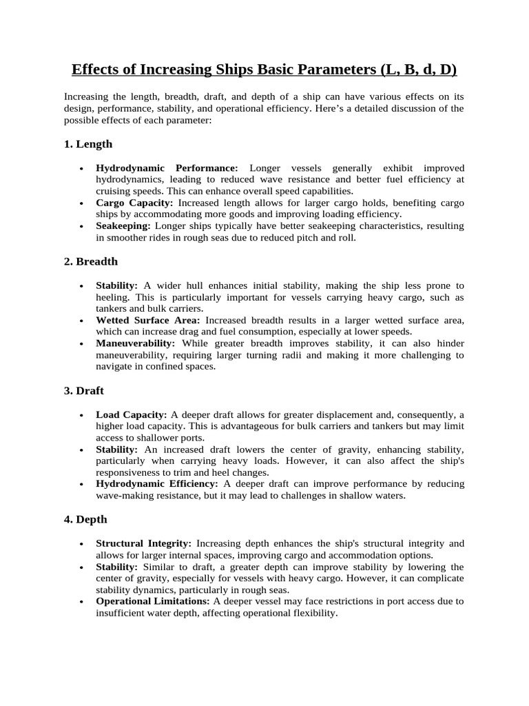 Effects of Increasing Ships Basic Parameters | PDF | Ships | Hull ...
