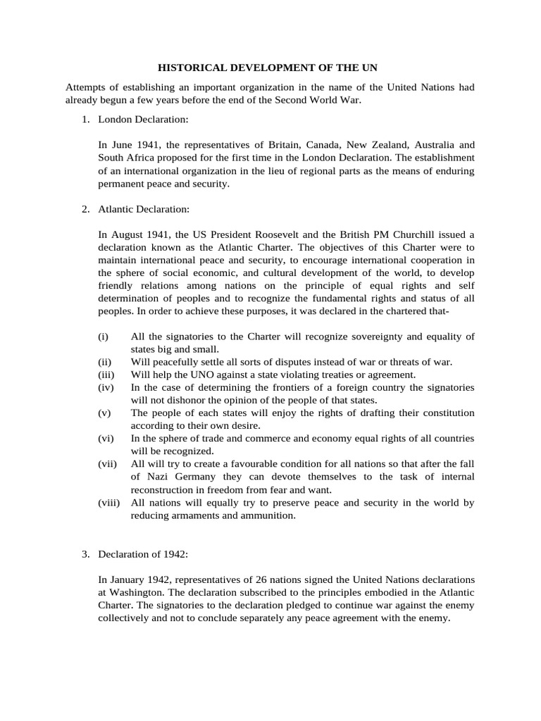 History of the United Nations Formation | PDF | United Nations ...