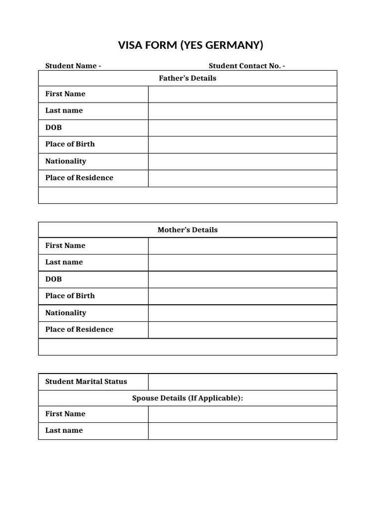 Germany Visa Application Form Guide | PDF