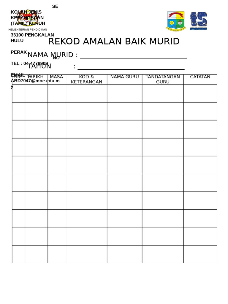 Rekod Amalan Baik Murid | PDF