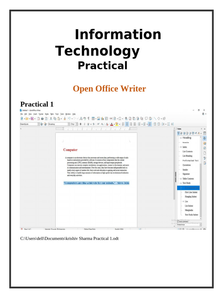Krishiv Sharma X-C IT Practical | PDF