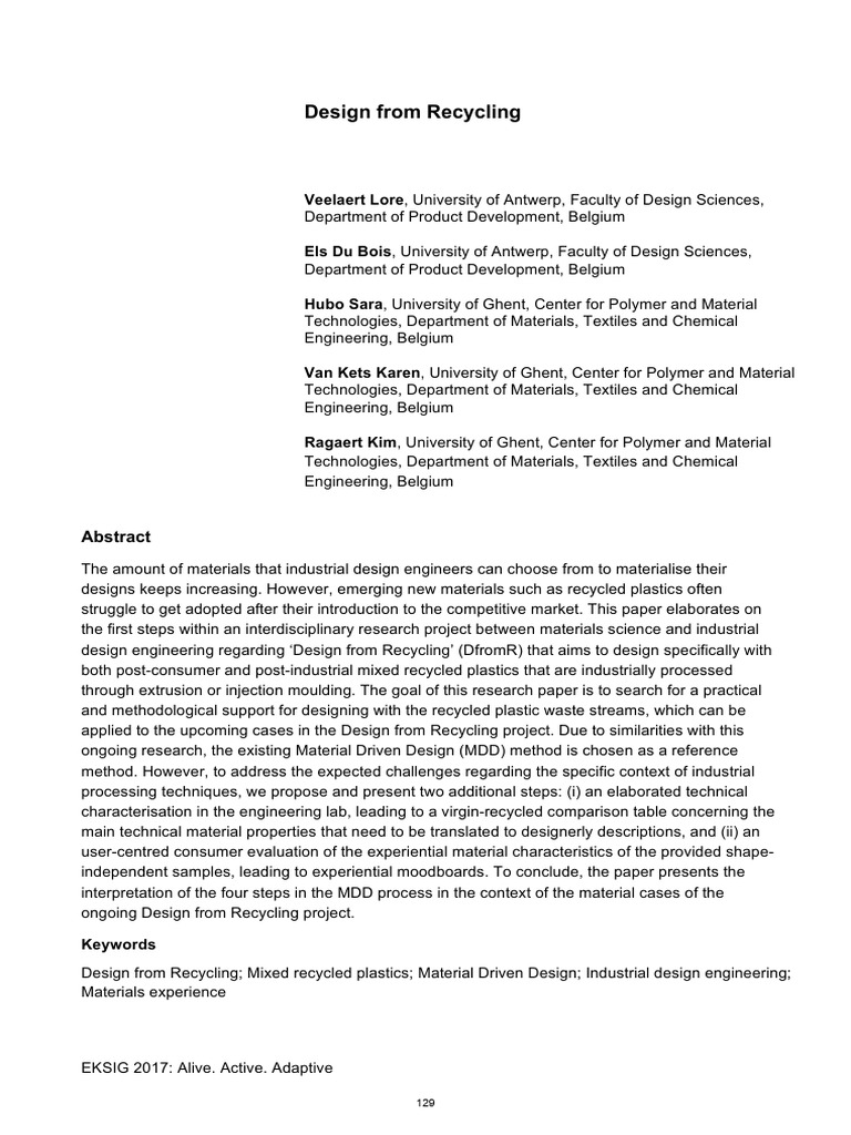 EKSIG2017 - Design From Recycling | PDF | Recycling | Plastic