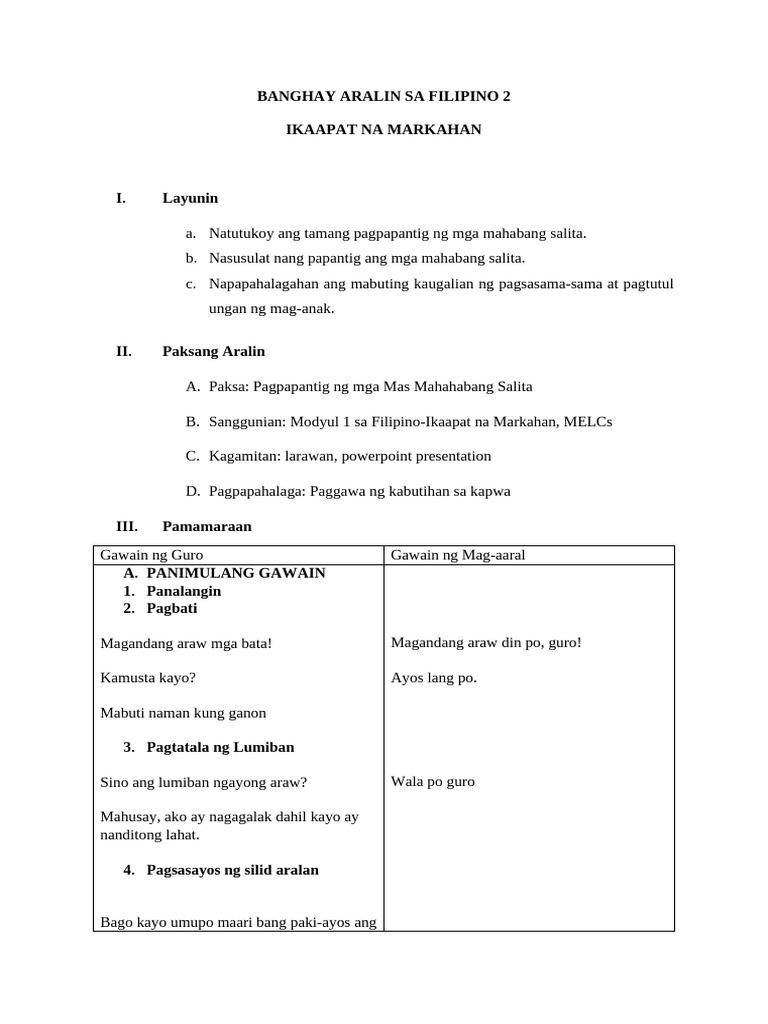 DLP_Filipino_Q4_week 2 | PDF