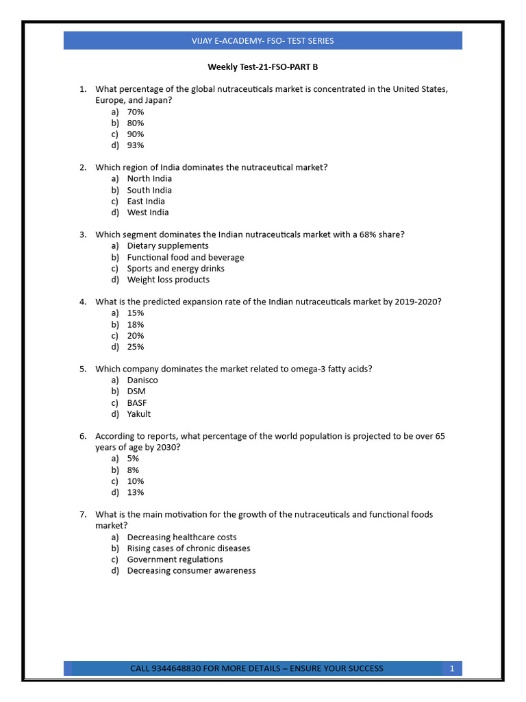 Weekly Test-21-FSO-PART B | PDF | Nutraceutical | Foods