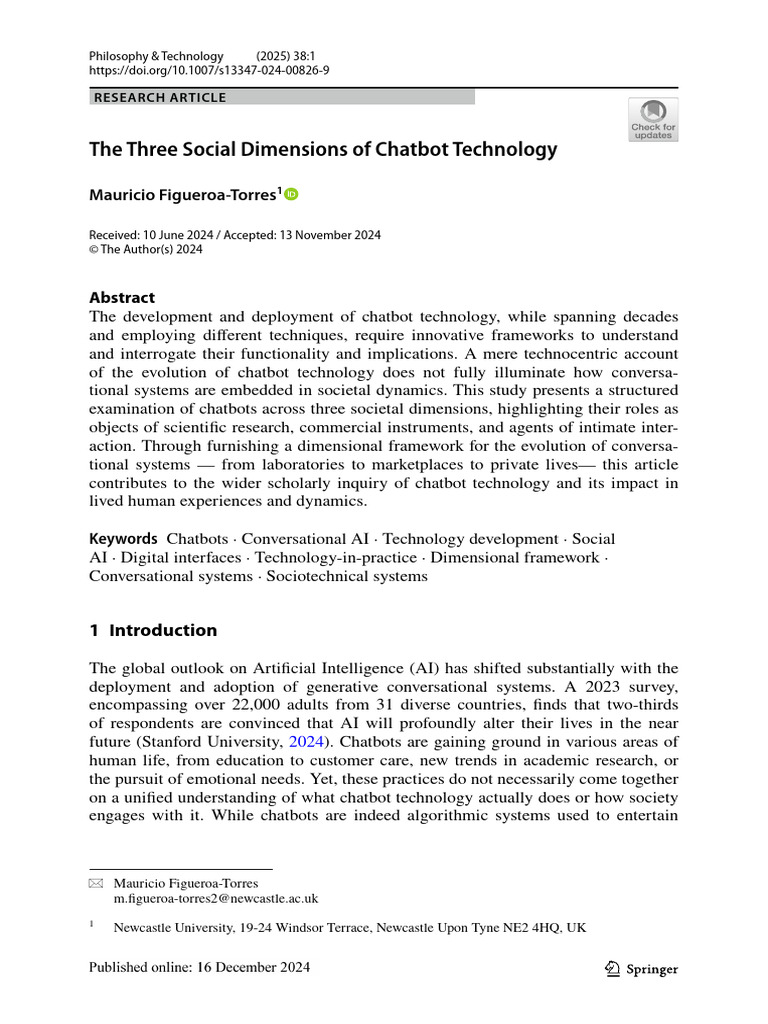 The Three Social Dimensions of Chatbot Technology | PDF | Artificial ...