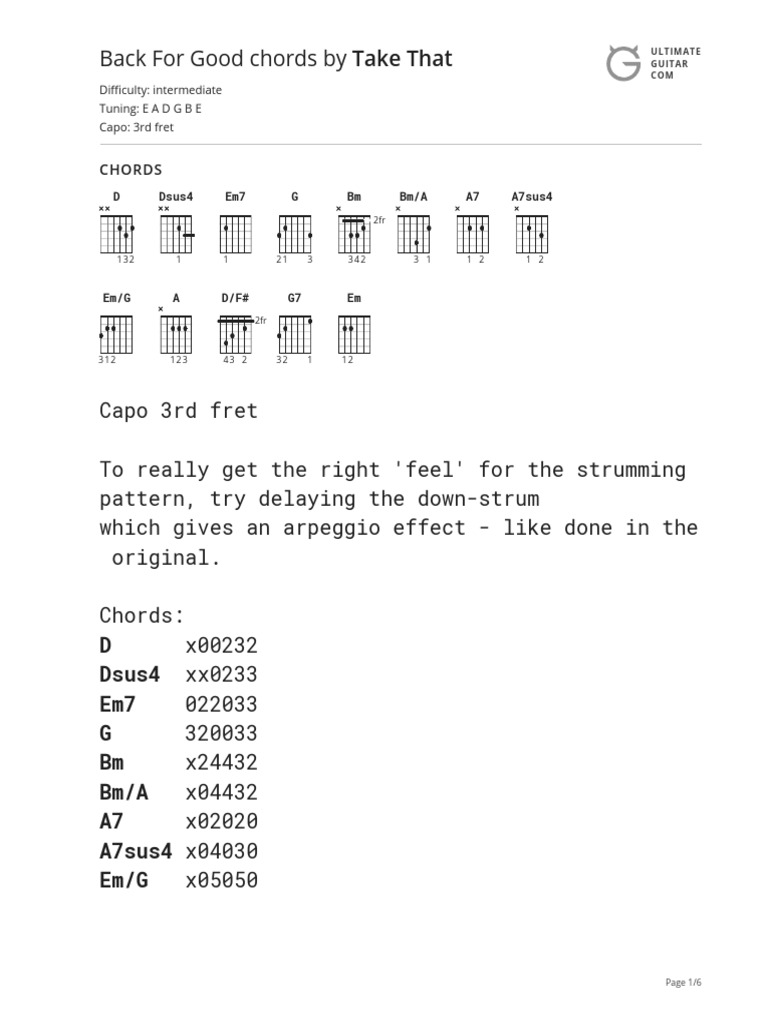 Back For Good Chords (Ver 5) by Take Thattabs at Ultimate Guitar ...