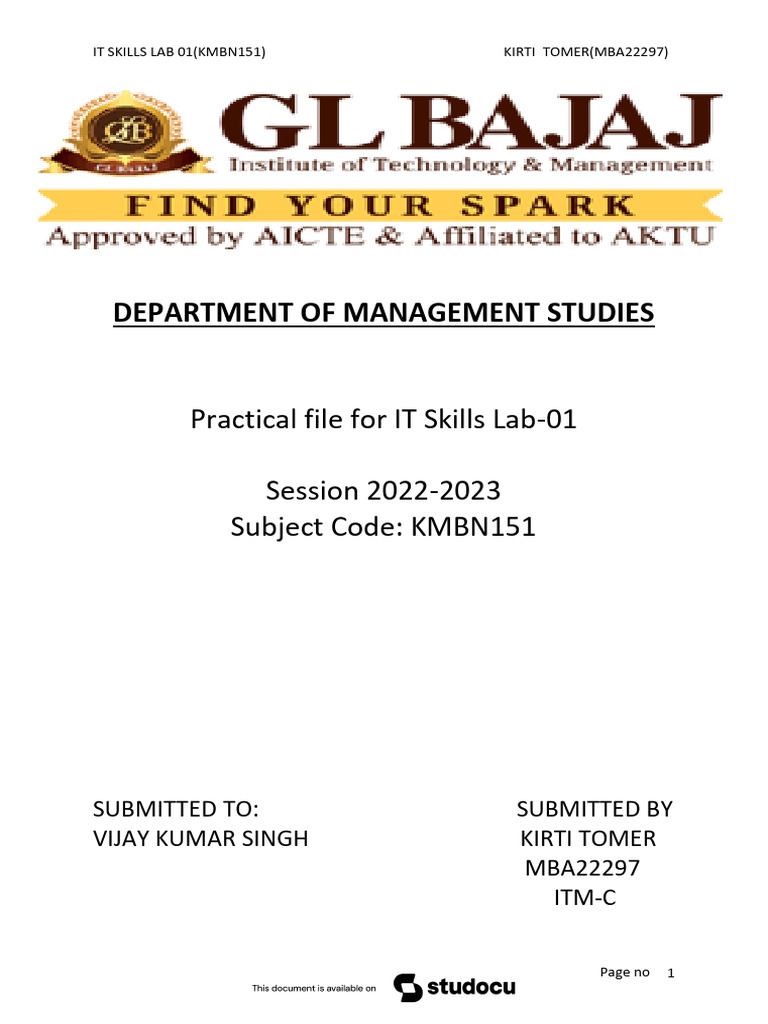 IT Skills Lab Practical Guide 2022-23 | PDF | Microsoft Word | Payroll