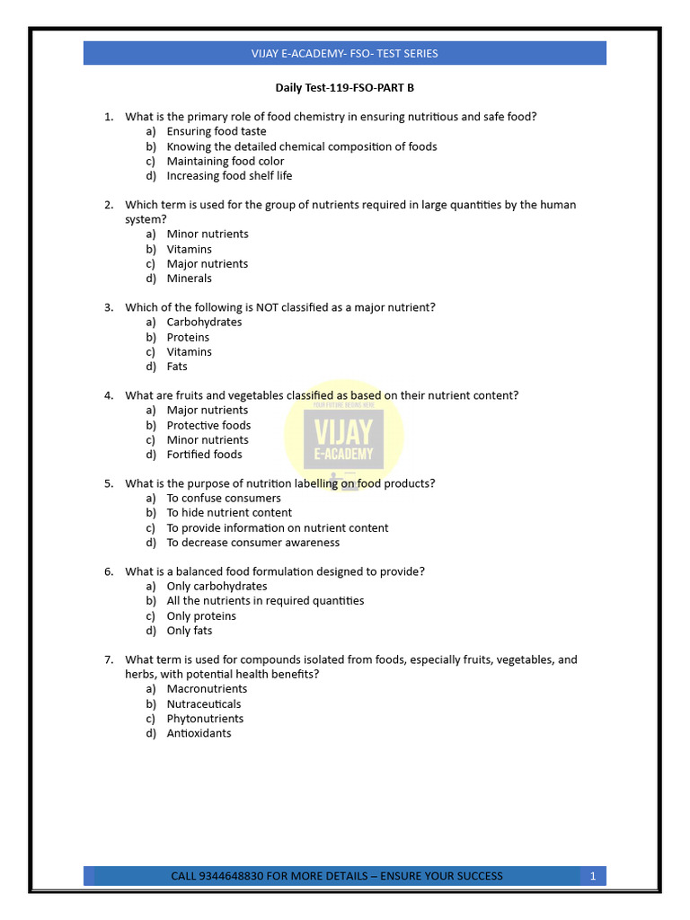 Daily Test-119-FSO-PART B | PDF | Nutrients | Foods
