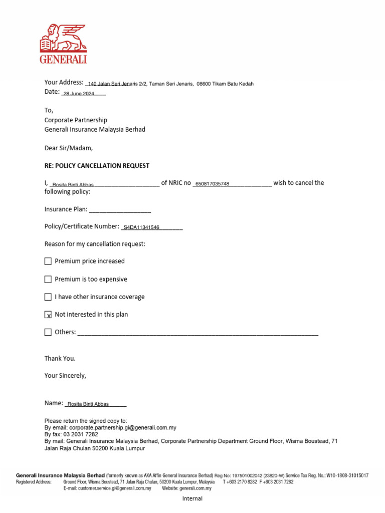 GMI CS CP Cancellation Form | PDF