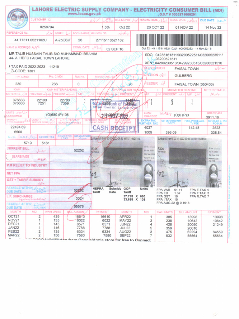 Lesco Bill Format | PDF