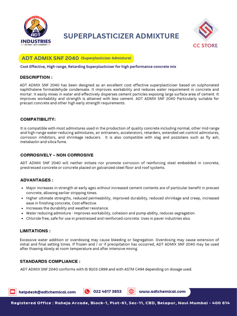 High-Performance Concrete Admixture | PDF | Concrete | Cement